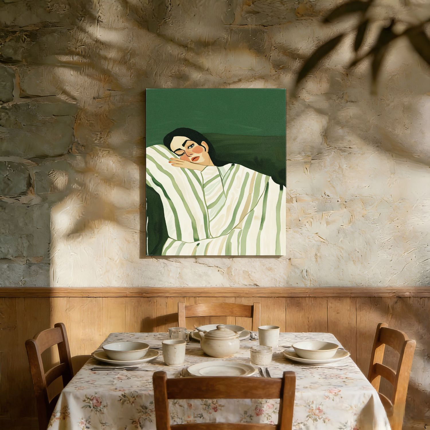 Ophelia & Co. Striped Robe Relaxing Figure, Unframed Wall Art, 36L X ...