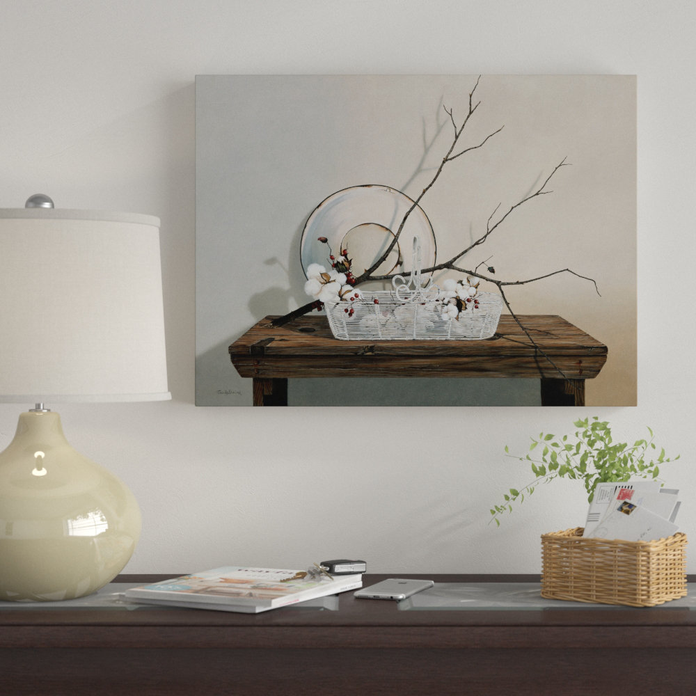 Winston Porter Wire Basket With Cotton by Cecile Baird - Print on ...