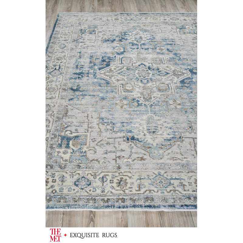 Exquisite Rugs The Met x Exquisite Rugs Blue/Beige Area Rug | Wayfair