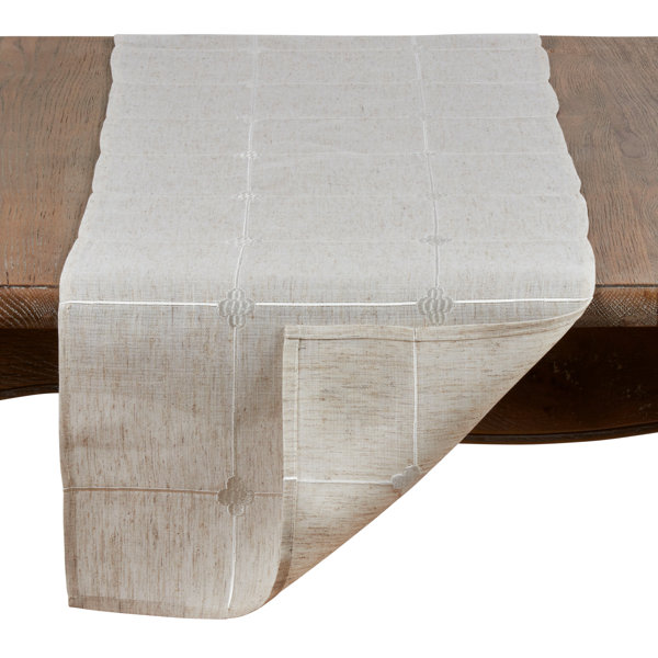 Saro Blend Embroidered Check Table Runner & Reviews | Wayfair