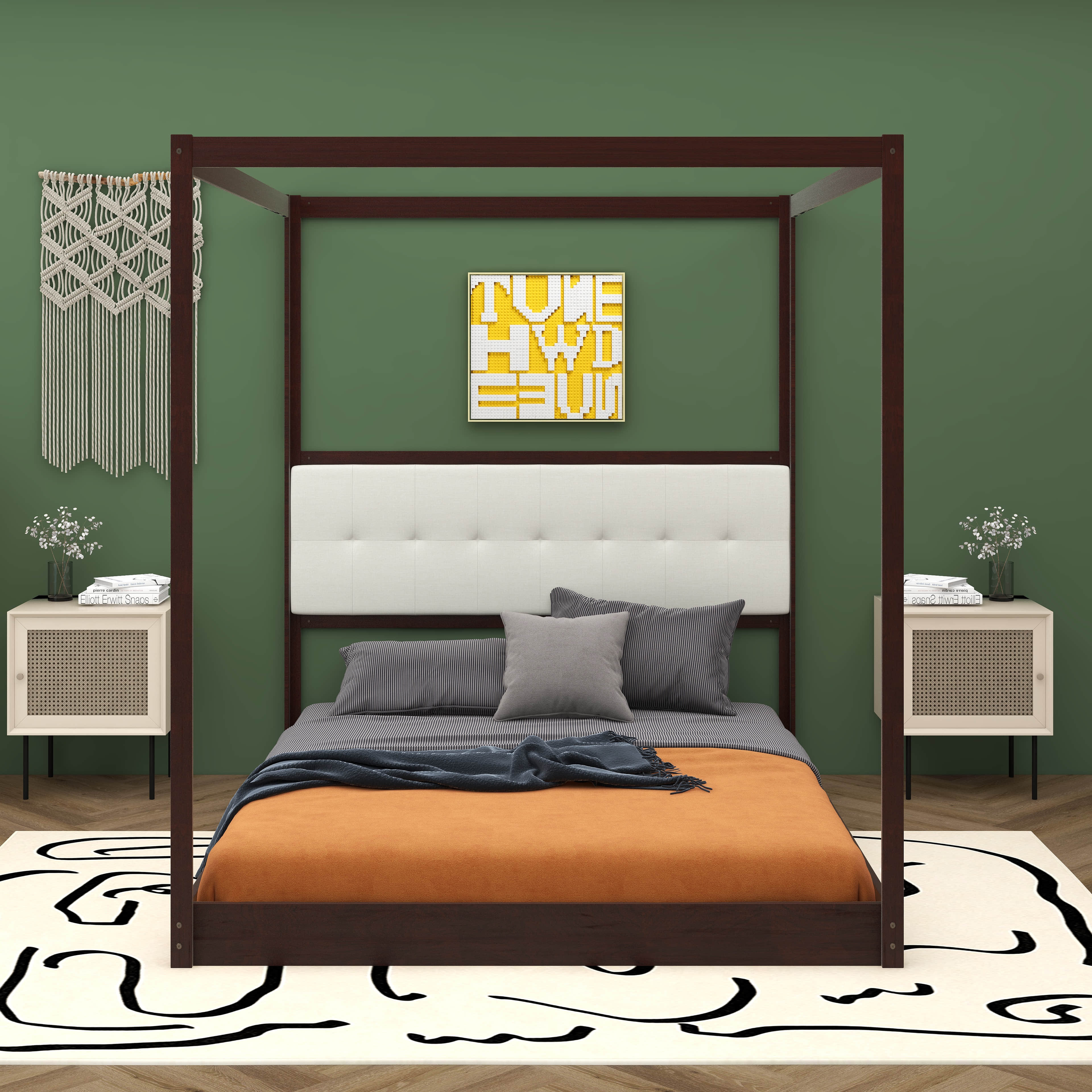 Latitude Run® Queen Size Wooden Canopy Platform Bed - Wayfair Canada
