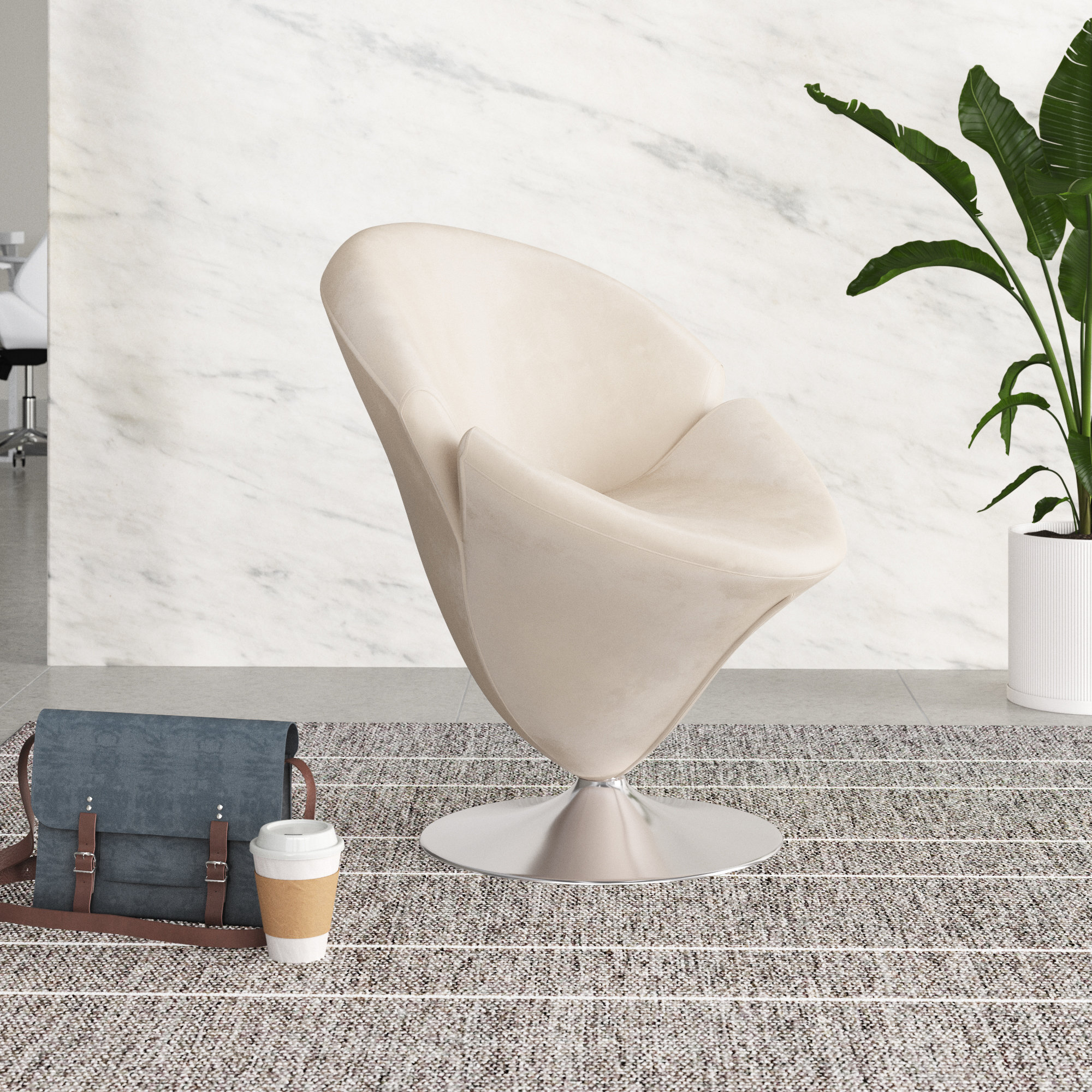 Everly Quinn Aanayah Vegan Leather Swivel Barrel Chair & Reviews | Wayfair