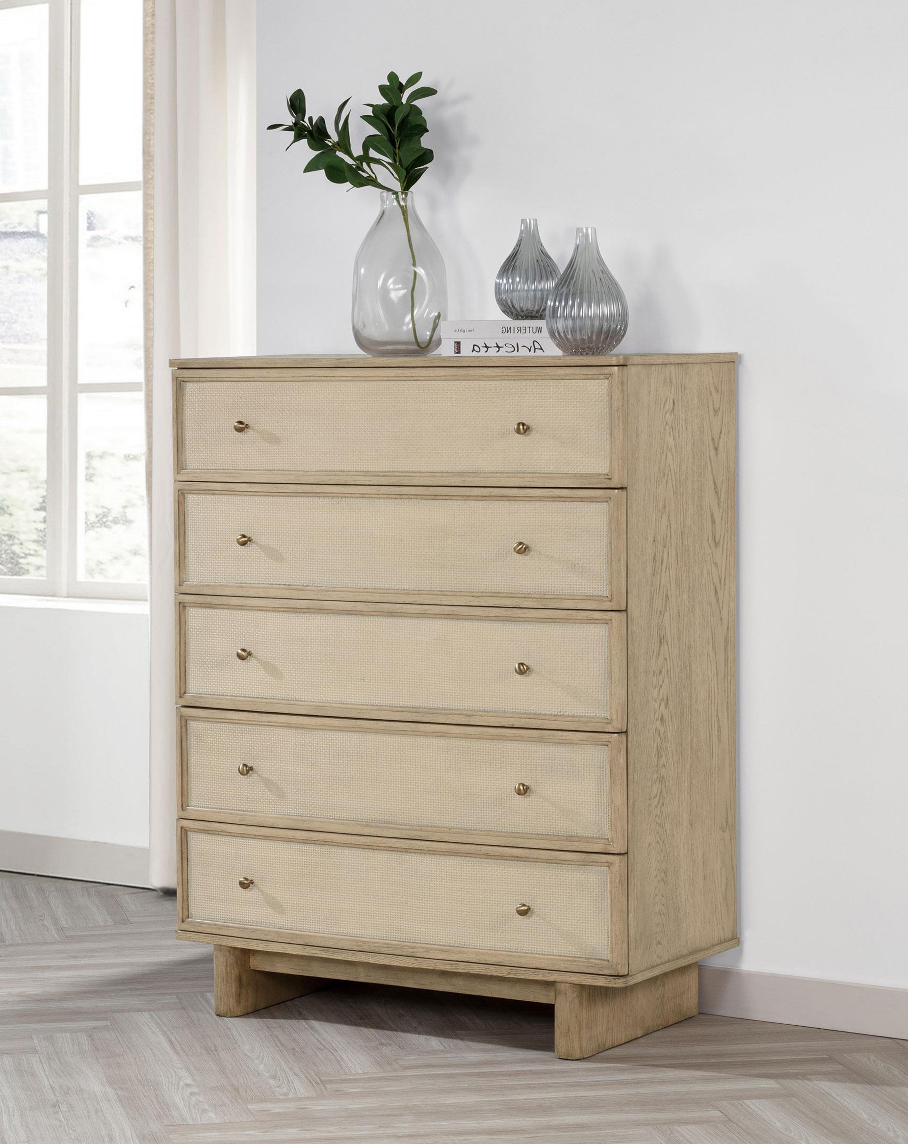 Red Barrel Studio® 5-Drawer Bedroom Chest Of Drawers Beige Oak | Wayfair