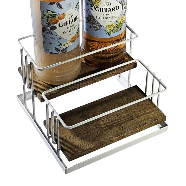 17 Stories Rustic Wood and Metal Wire Coffee Syrup Organizer Rack ...