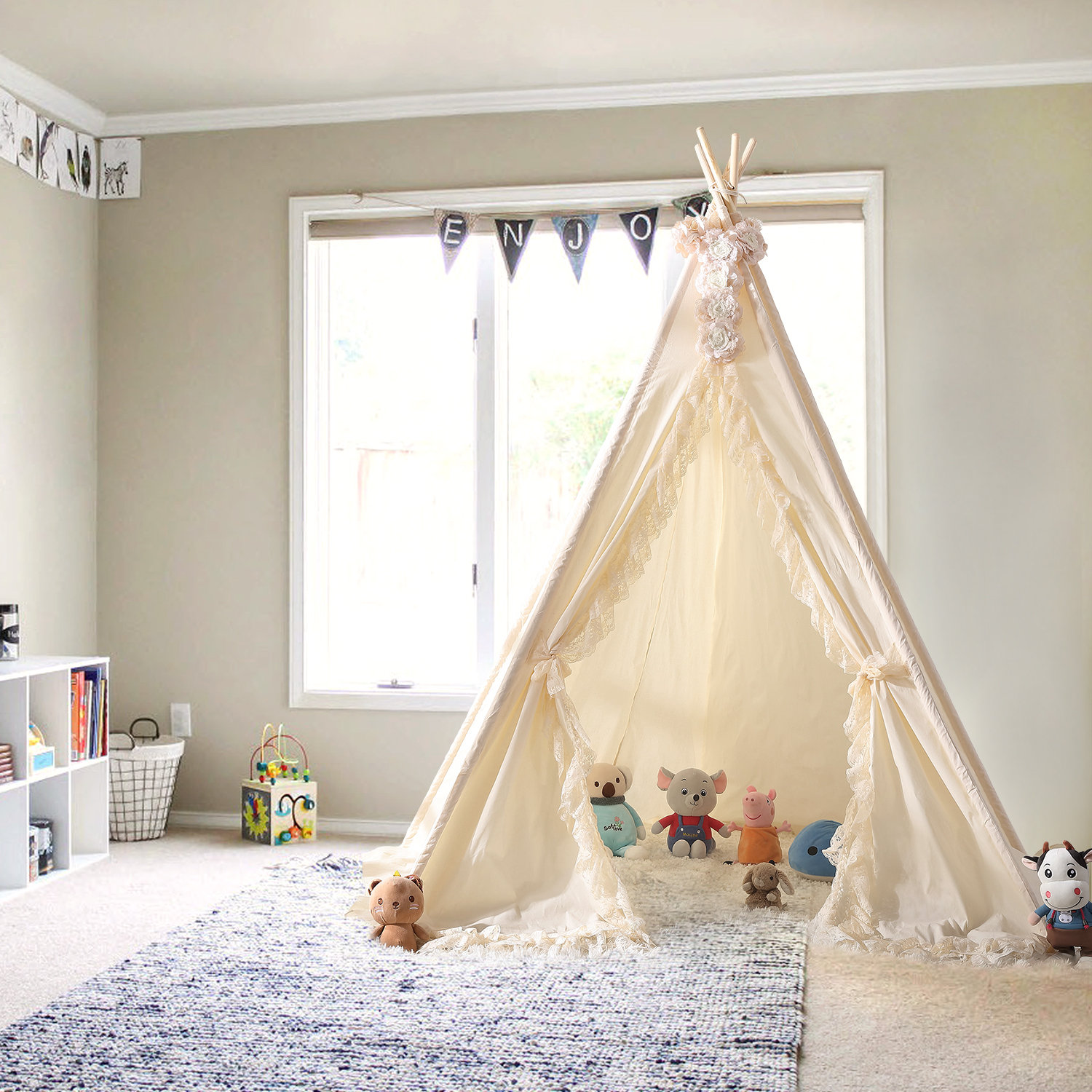 Wingbo Indoor Canvas Triangular Play Tent with Carrying Bag | Wayfair