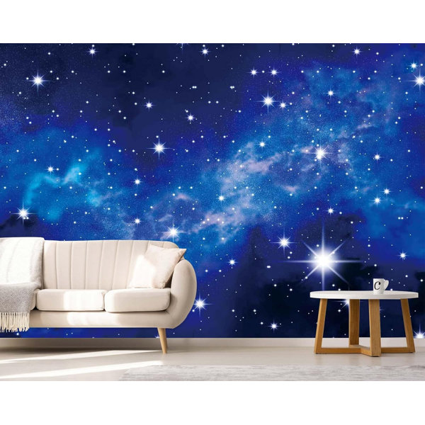 Hokku Designs Universe Ceiling Wallpaper Blue Starry Sky and Nebula ...