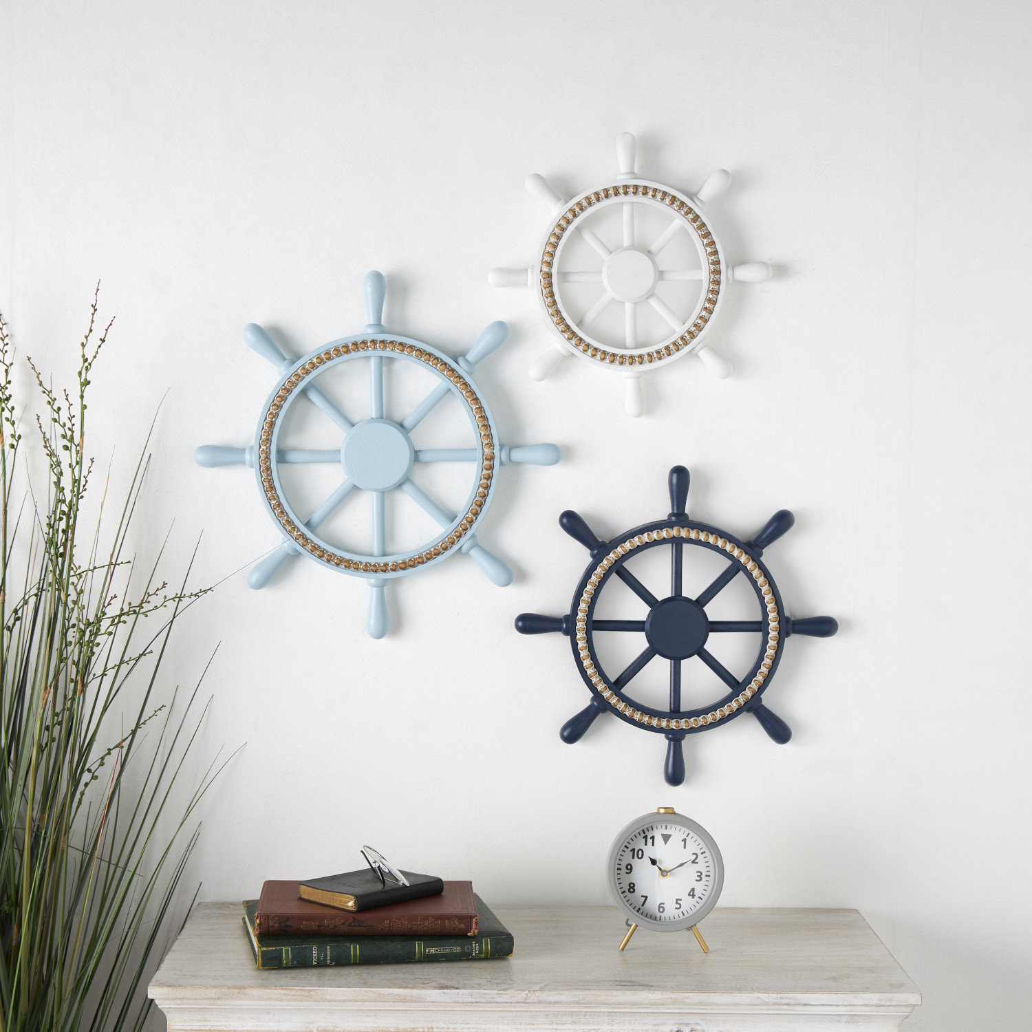 Bungalow Rose Effrem Wood Ship Wheel Multi Colored Wall Decor with ...