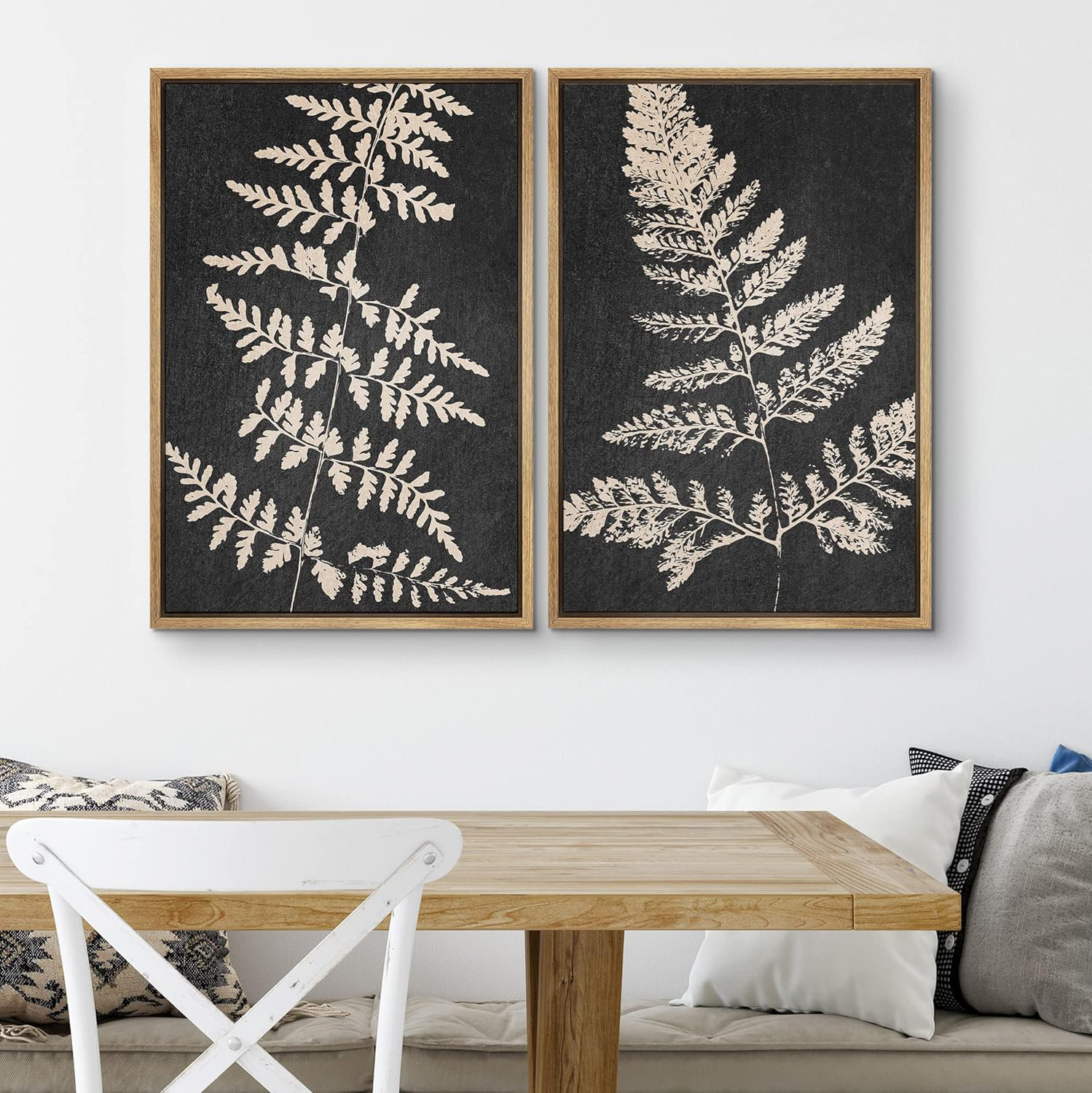 IDEA4WALL Dark Gray Tan Plant Leaf Fern Neutral Minimalist Decor Modern ...