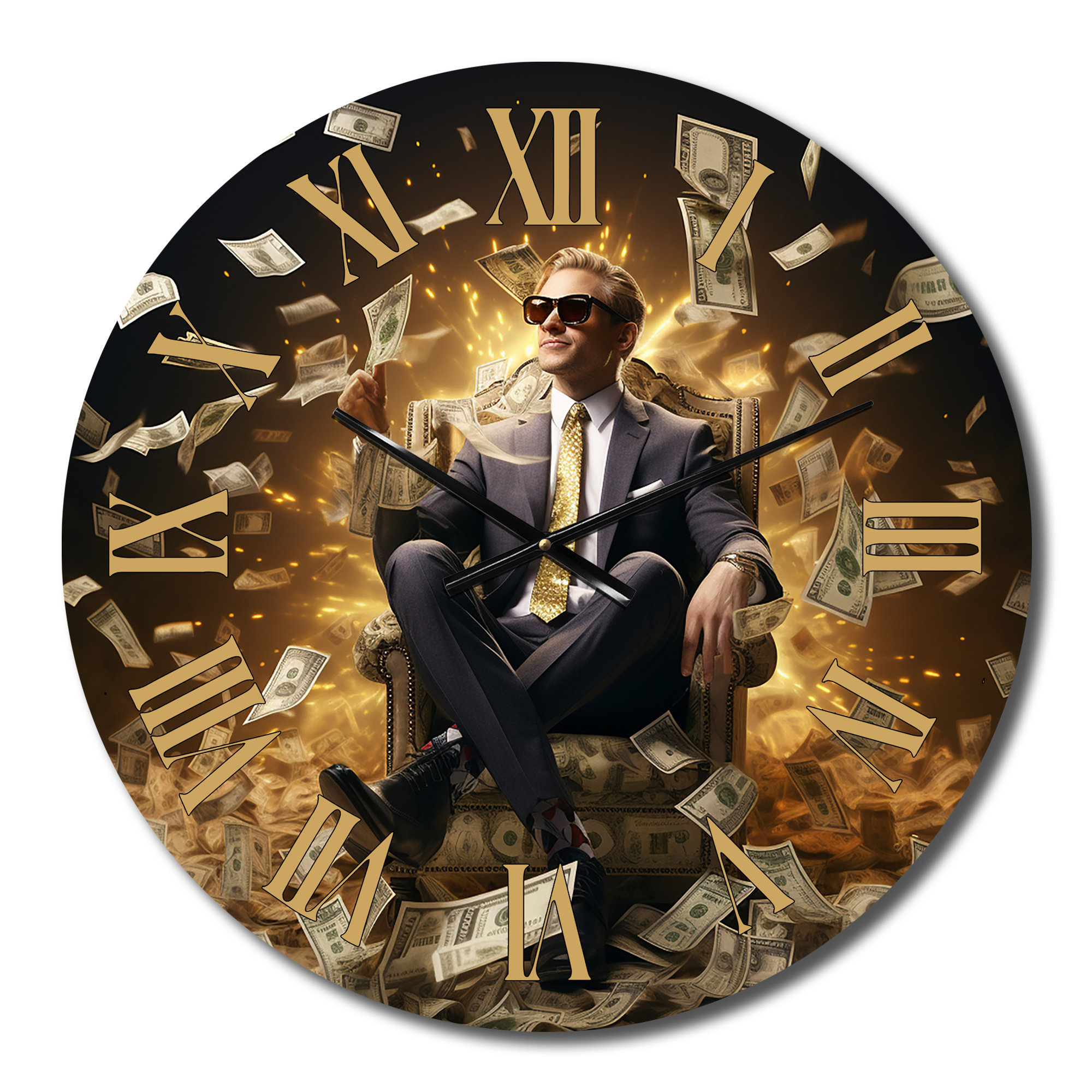 Design Art Billionaire Business Man Abundance Of Money Wall Clock | Wayfair