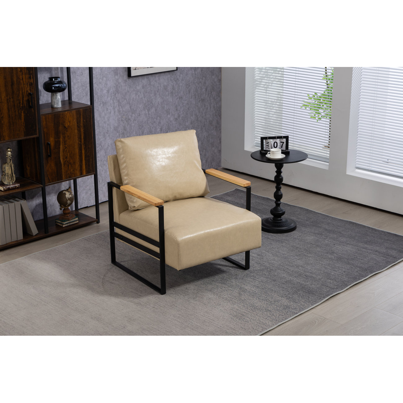 17 Stories Leather Accent Chair Guest Chair Armchair Modern Leather ...