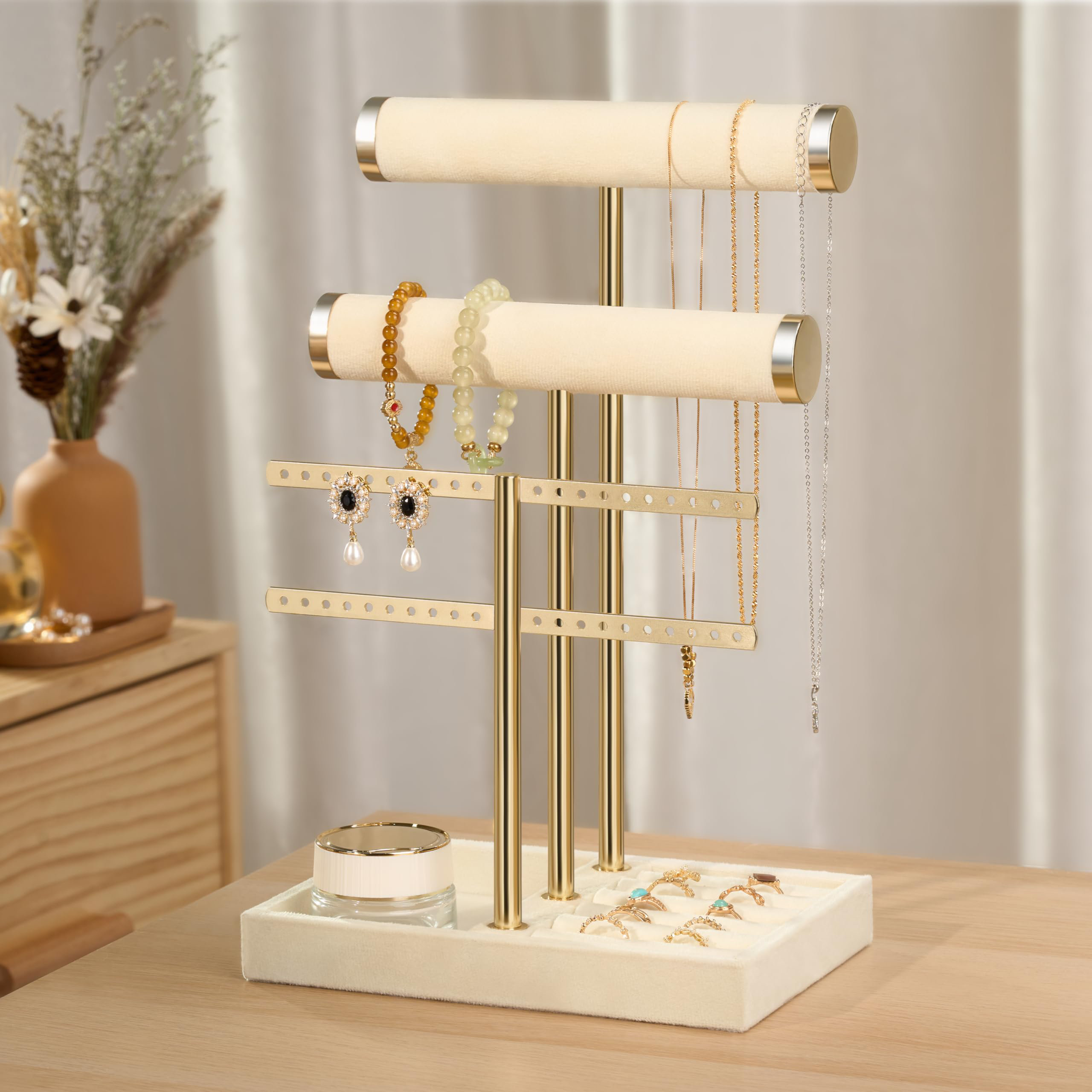 Latitude Run® 3 Tier Bracelet Holder Display - Detachable T Bar Velvet ...