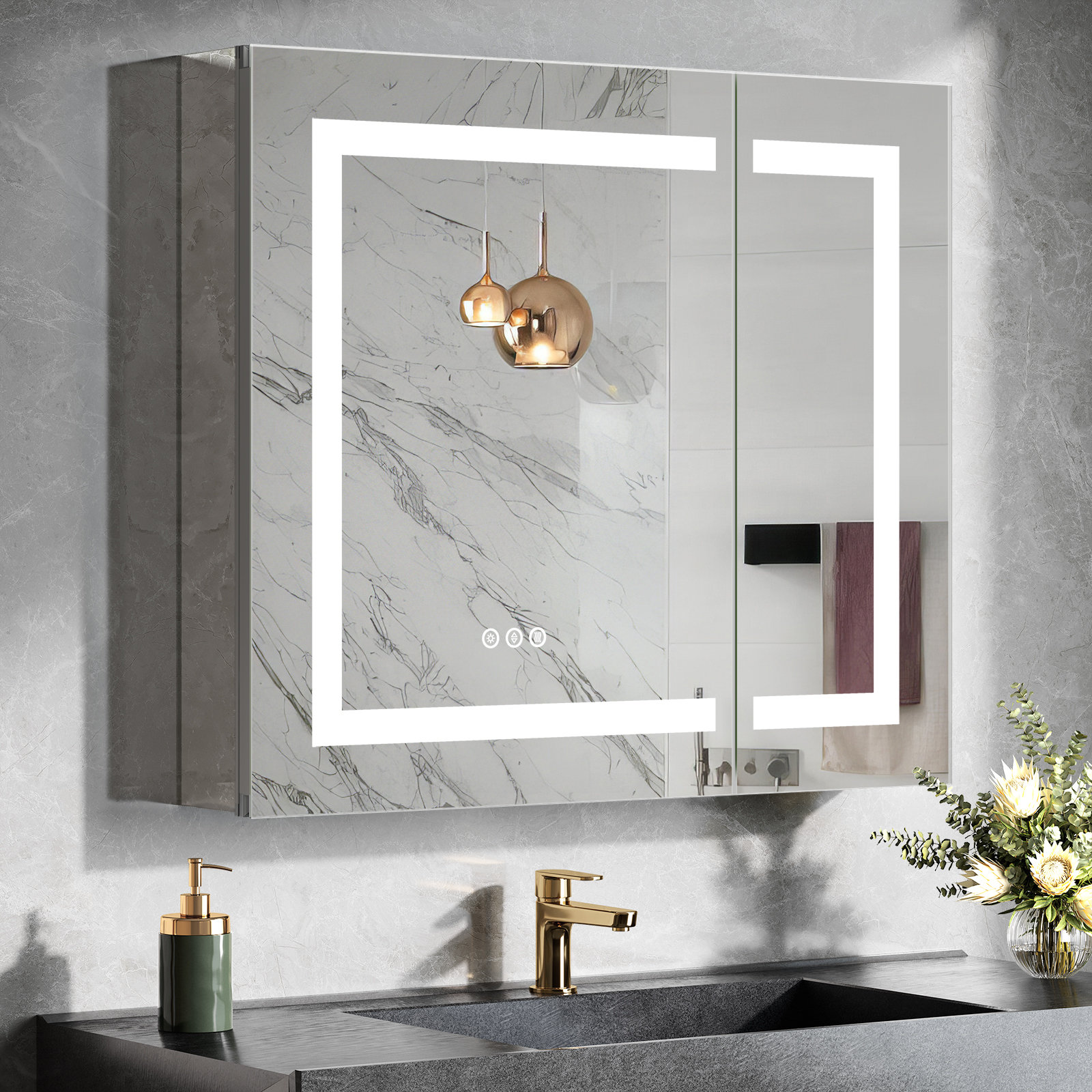 Wrought Studio Hilvert Recessed or Surface Mount LED Lighted Medicine ...