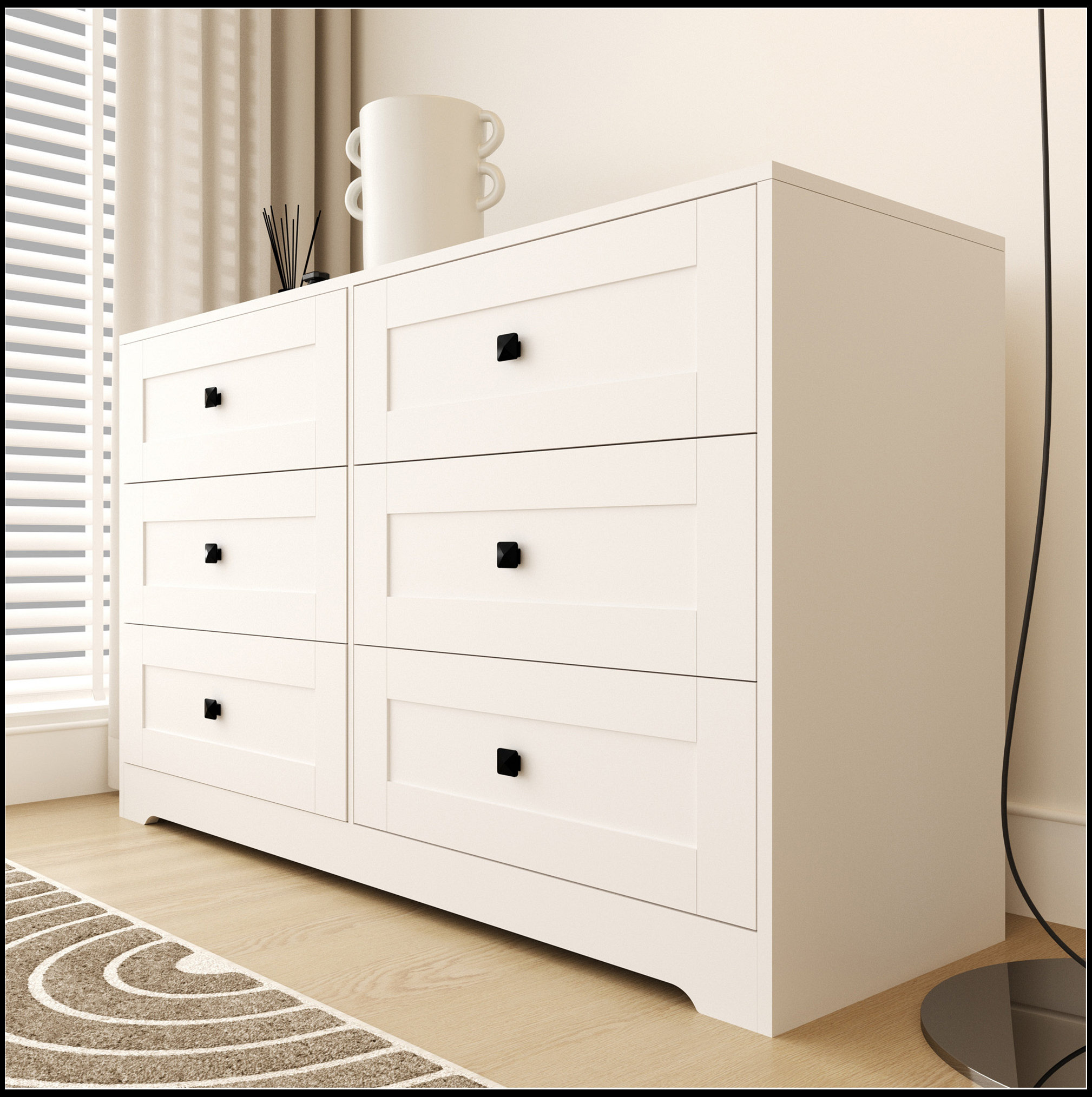 Winston Porter Chest Of Drawer With 6 Drawers White Farm Door | Wayfair