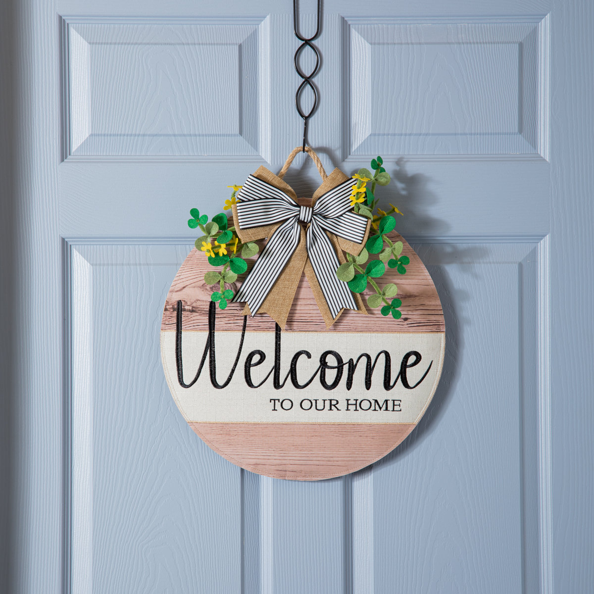 Gracie Oaks Rustic Welcome to our Home Door Décor Hanging Sign | Wayfair