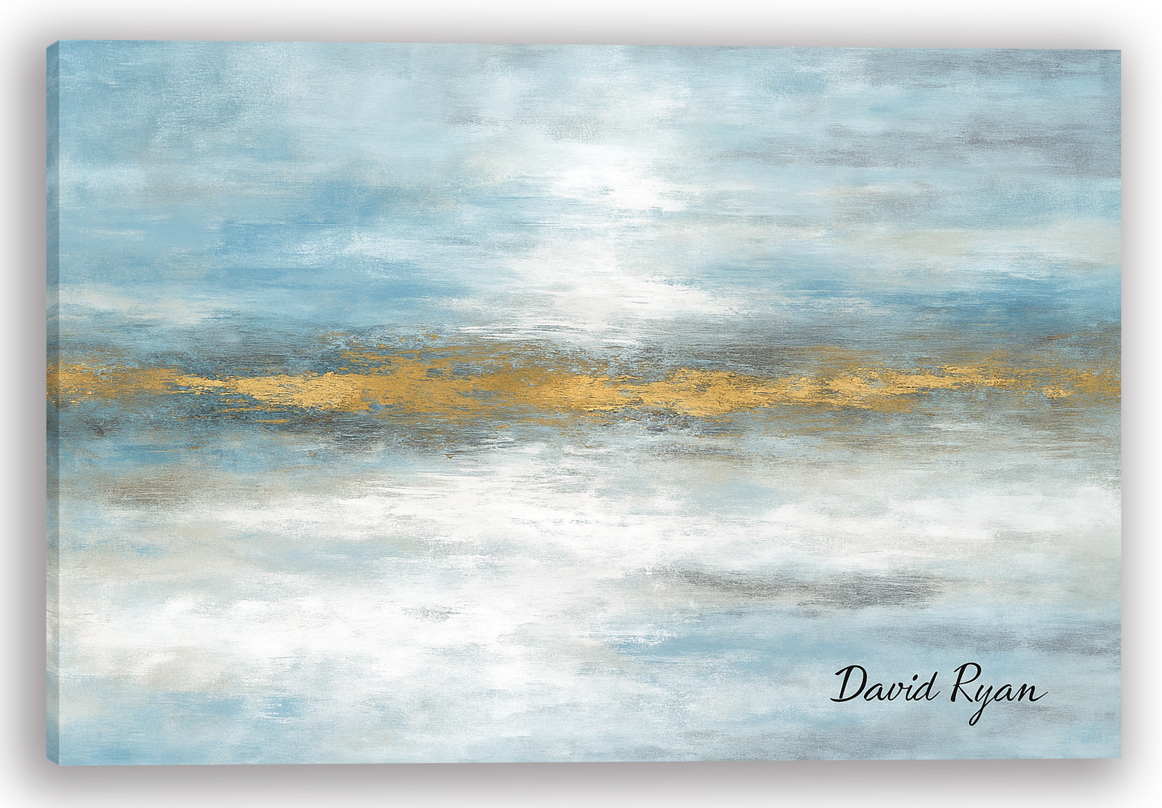 Mercer41 Golden Tide – Abstract Coastal Horizon Blue & Gold Canvas Wall ...