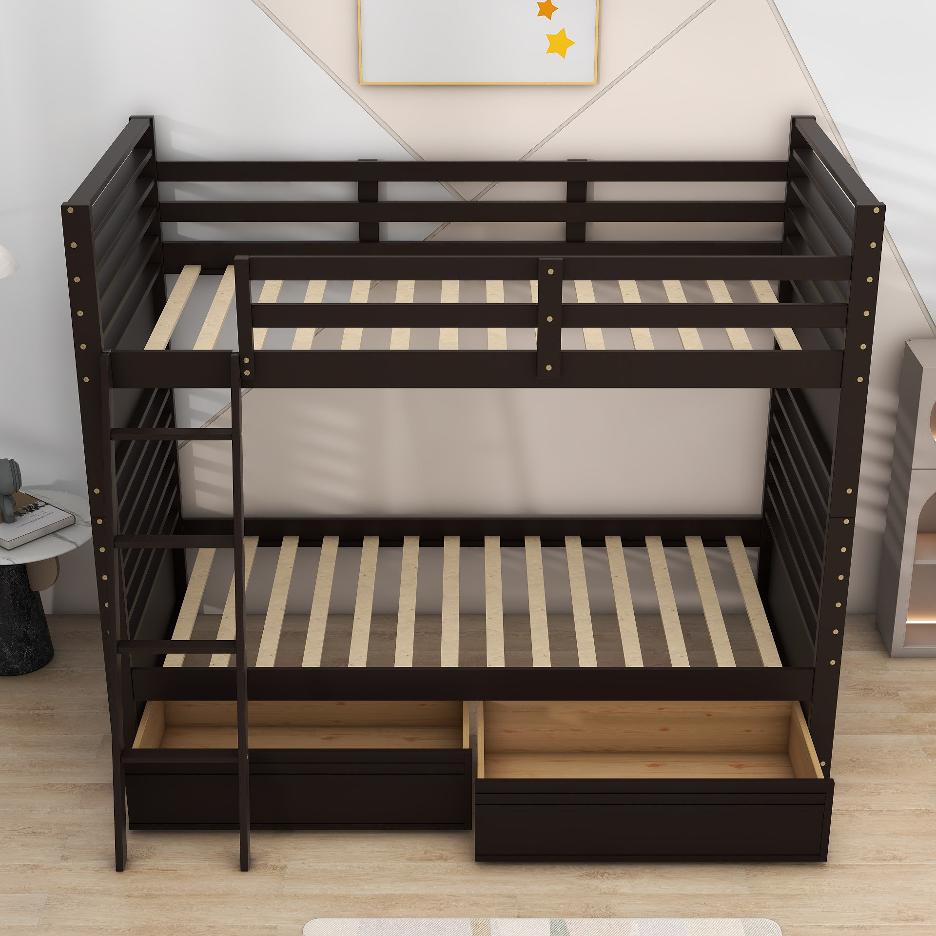 Harriet Bee Lit superposé simple en bois 2 tiroirs Heatherlee Kids ...