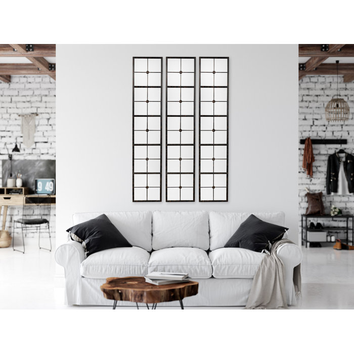 Three Posts™ Cathcart Windowpane Metal Framed Wall Mirror & Reviews ...