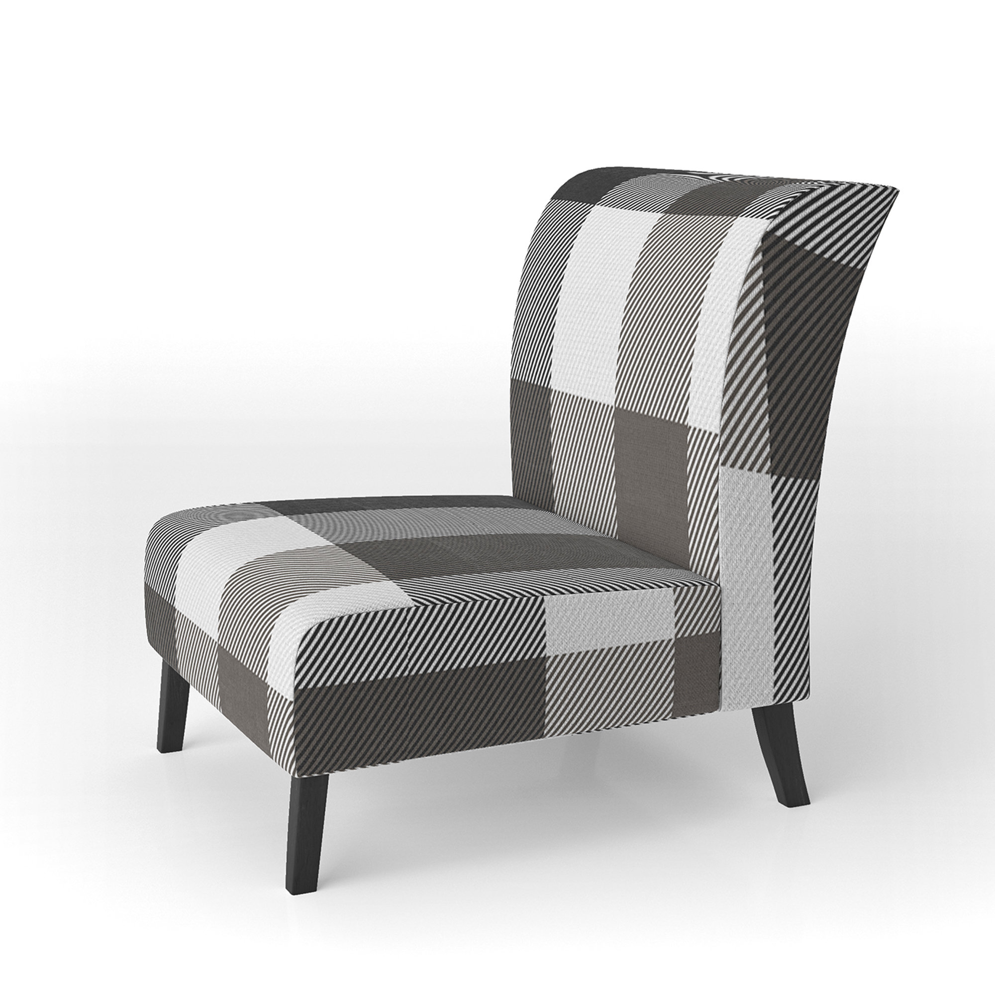 Ophelia & Co. White And Black Checked Tartan - Upholstered Patterned ...