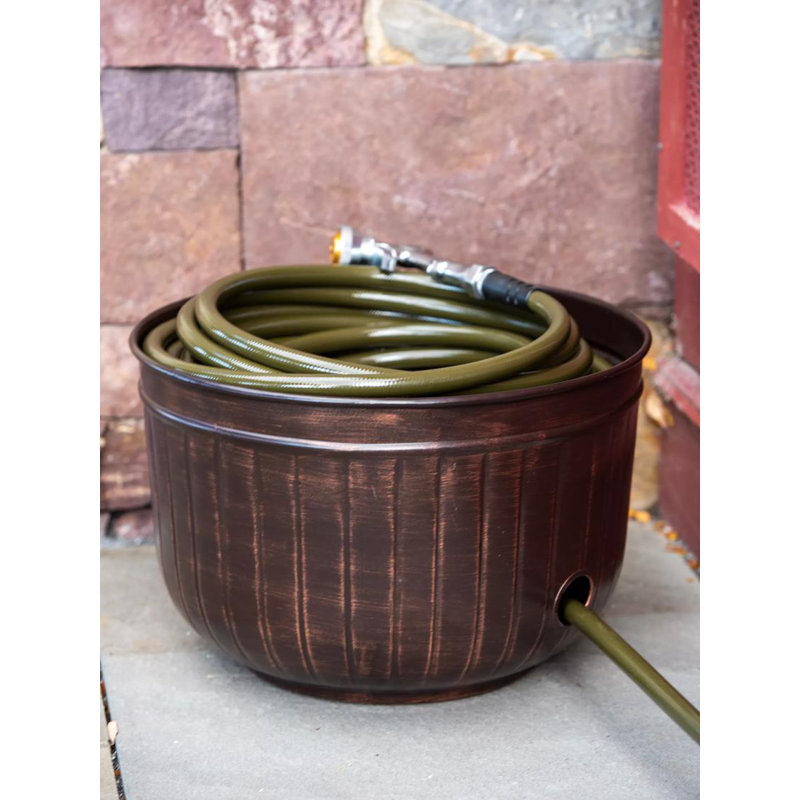 Gardener's Supply Company Brushed Bronze Garden Hose Pot & Reviews ...