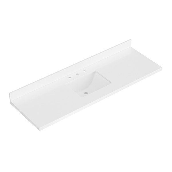 Ariel Bath ARIEL 67 INCH PURE WHITE QUARTZ BATHROOM VANITY COUNTERTOP 1 ...