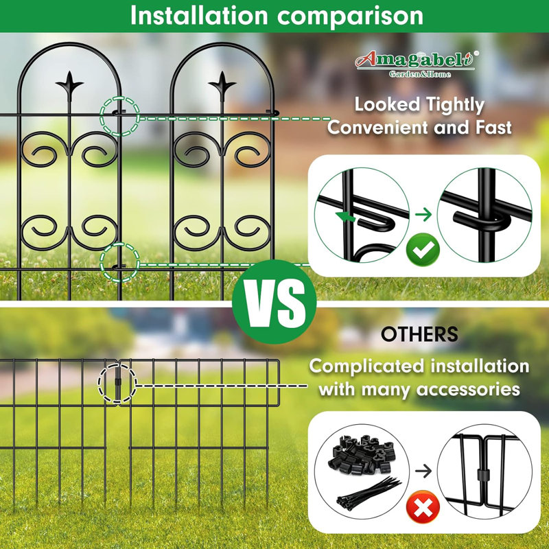 Amagabeli 8 Panels Decorative Garden Fences and Borders for Dogs 24in(H ...