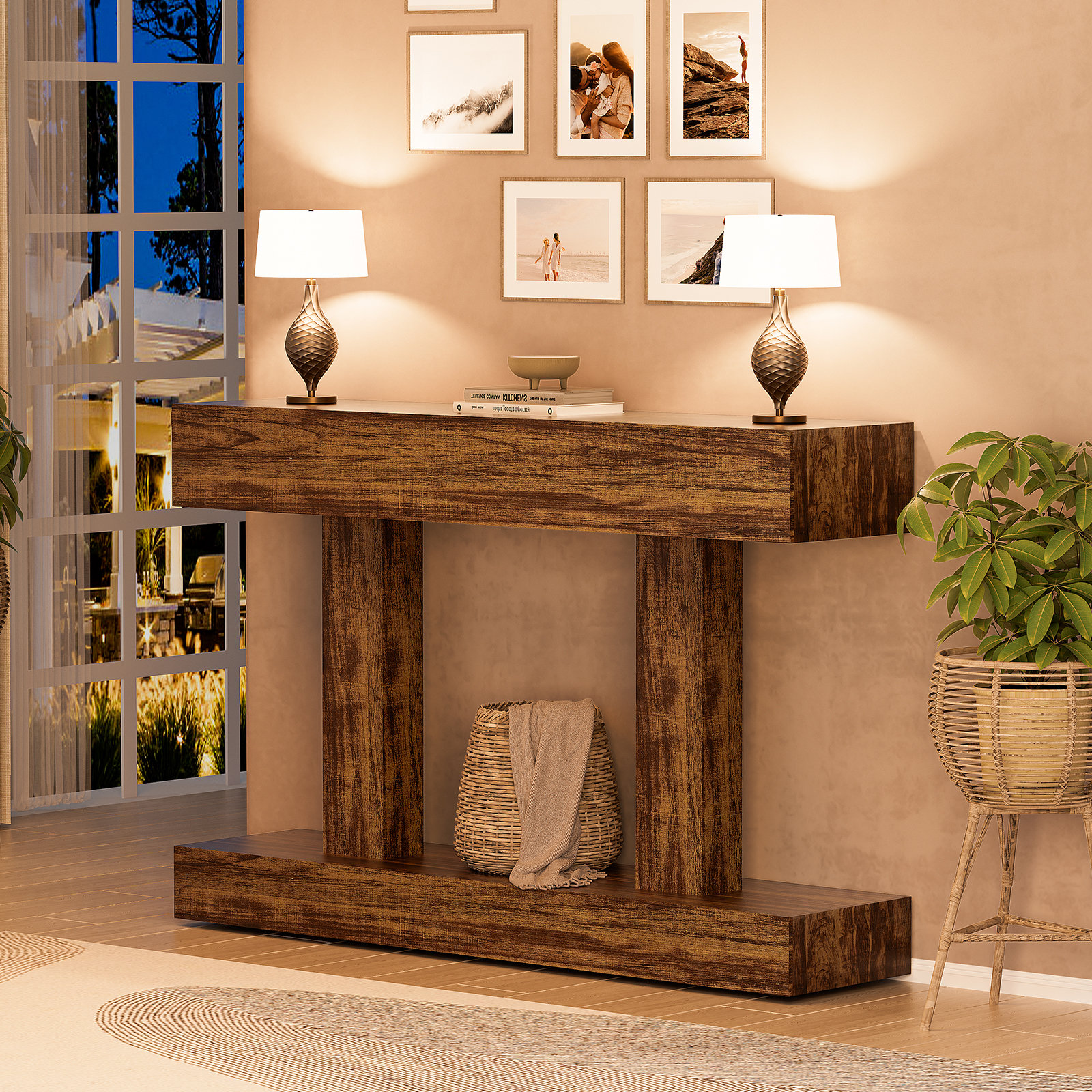 Millwood Pines 47''Farmhouse Console Table,Wooden Rectangular Entryway ...