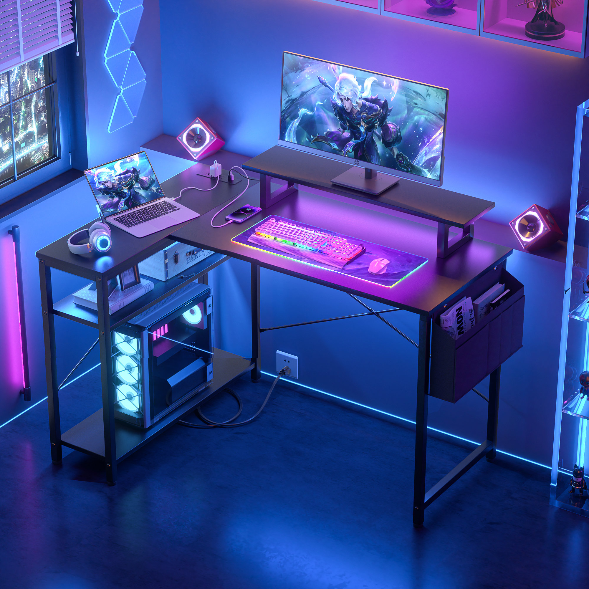 Inbox Zero Makaius Small L Shaped Desk | Wayfair