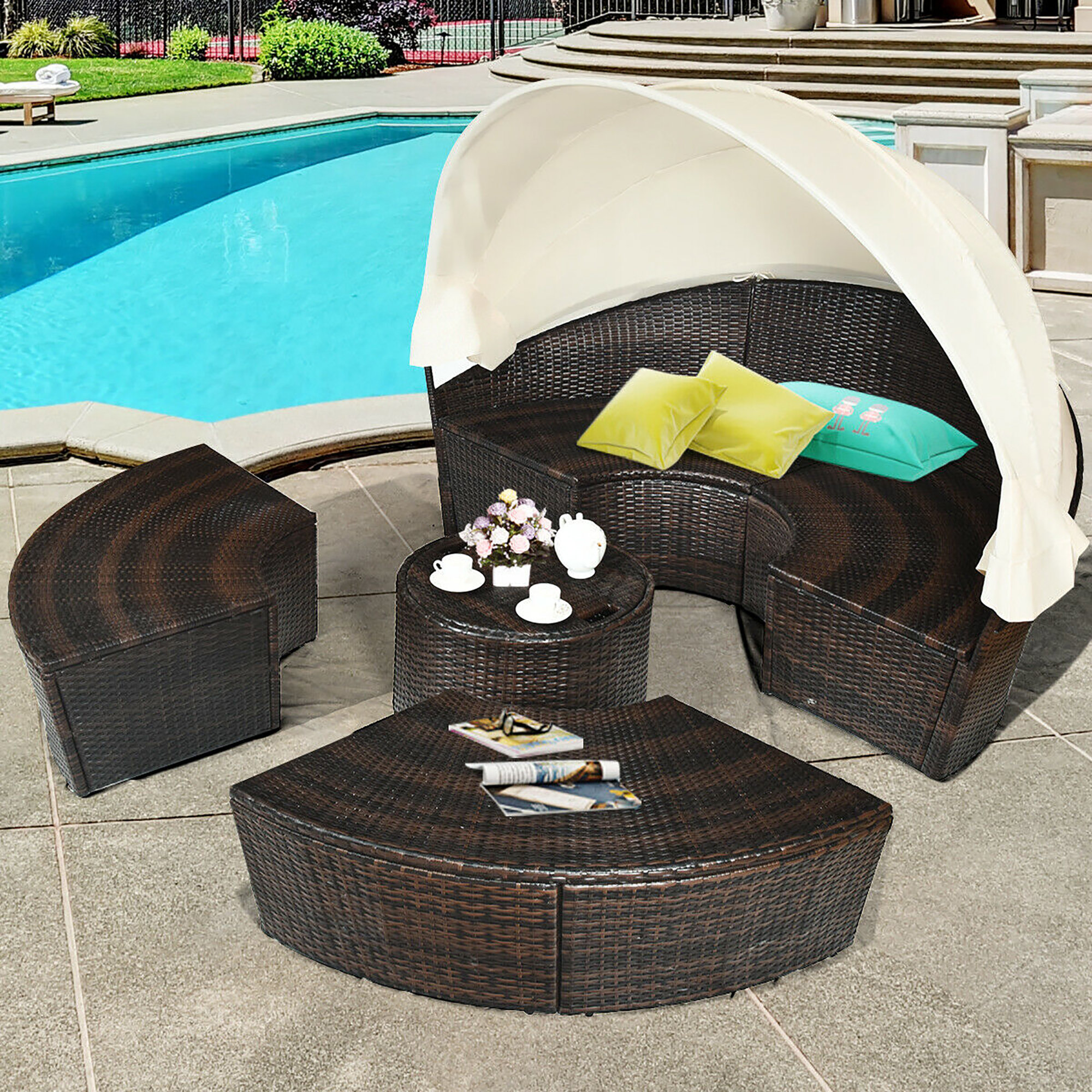 Rosecliff Heights Samara Furniture Round Full Daybed with Mattress ...