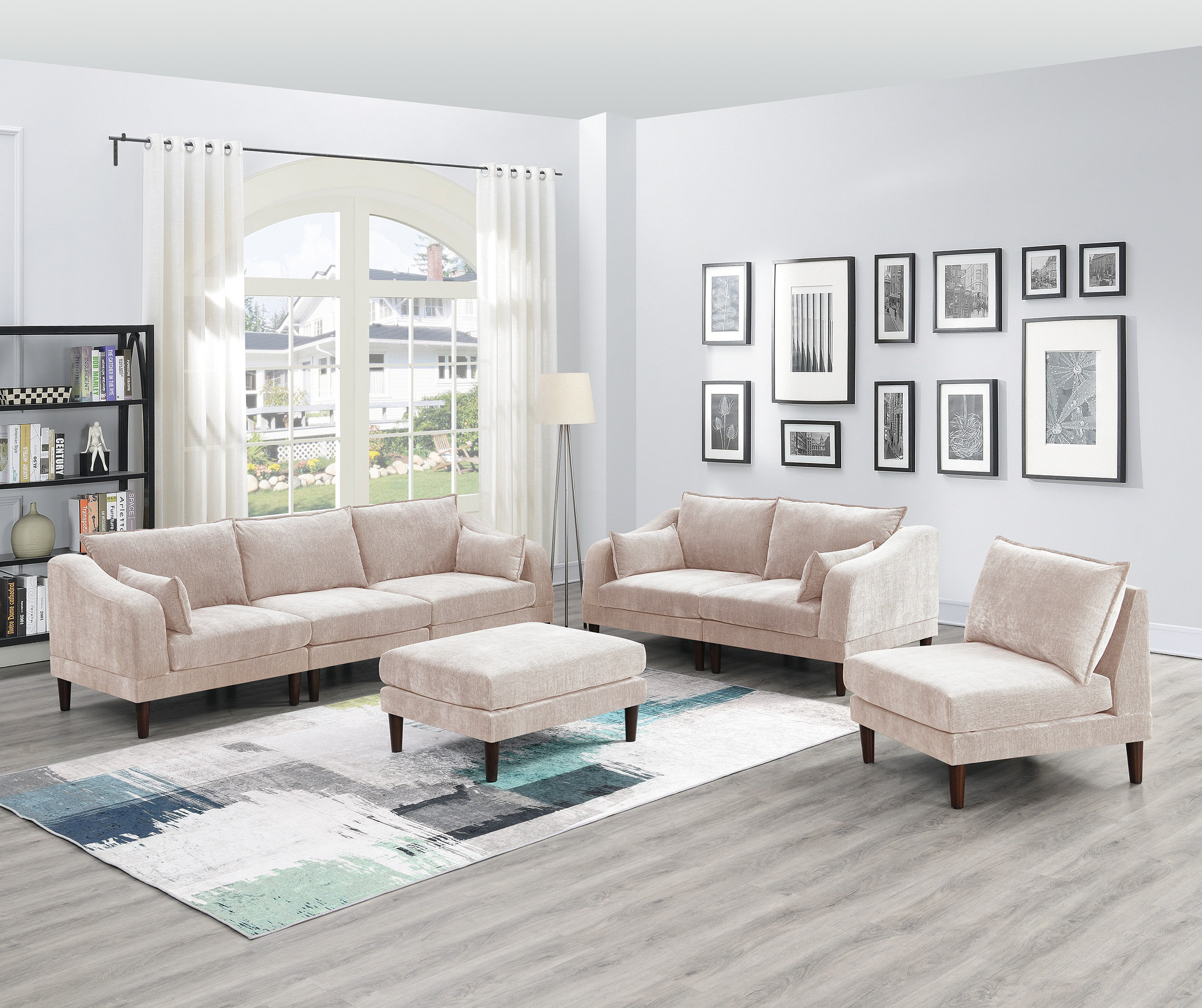 Latitude Run® Rogelio 7-Piece Modular Living Room Set with Rubberwood ...