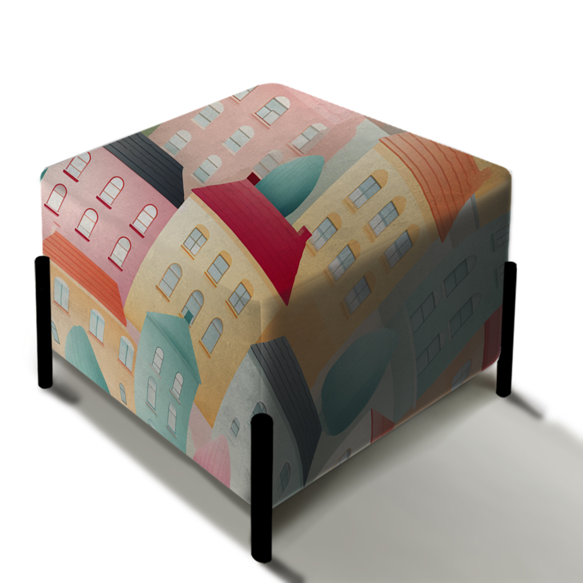 Design Art Soft Pastel Color Nordic Town Collage - Abstract Square ...