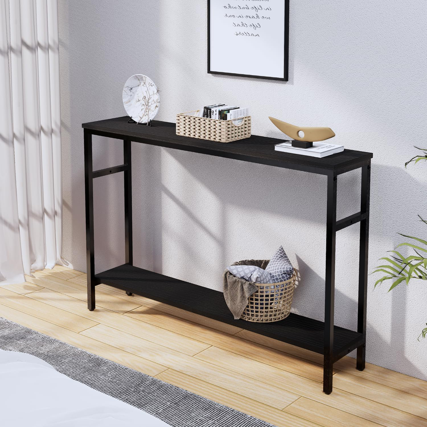 17 Stories Narrow Console Table With Adjustable Shelves For Small ...