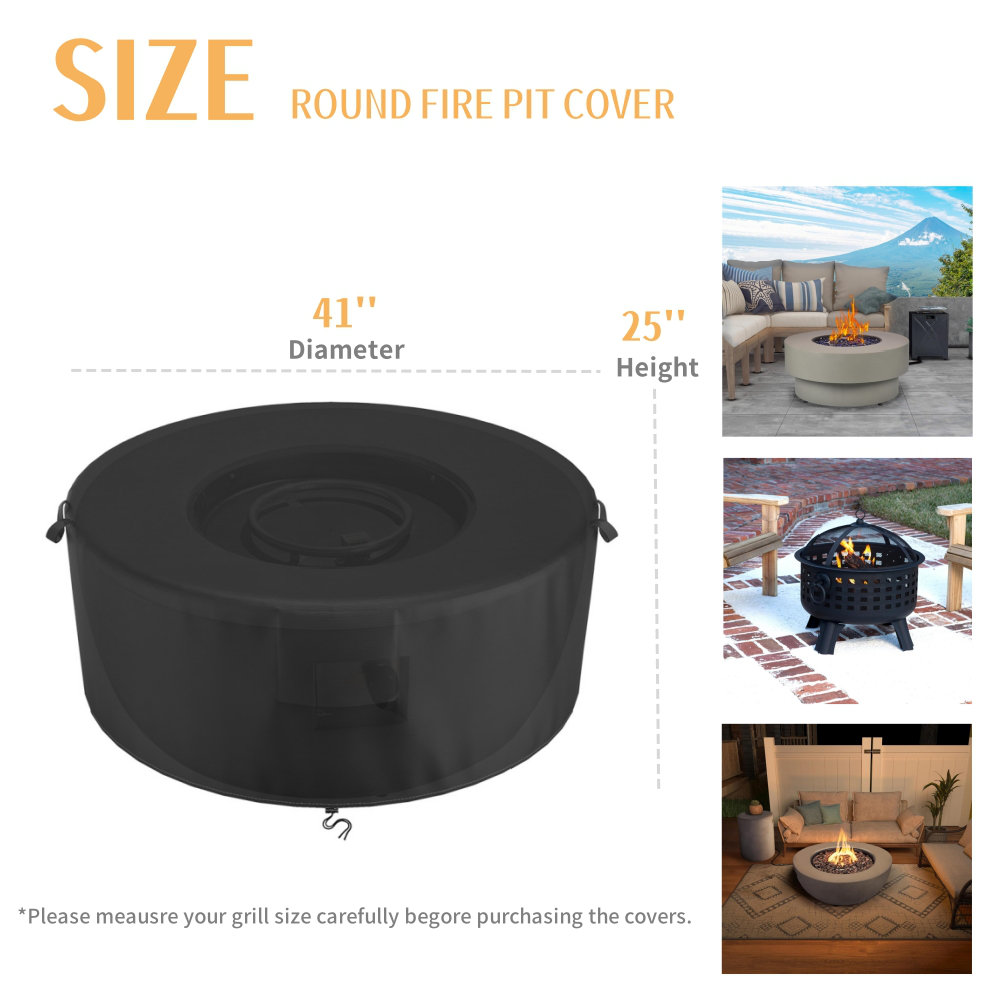 WOODYHOME Patio Round Fire Pit Cover, Heavy-Duty Full Coverage Cover ...