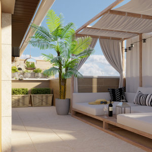 Primrue Artificial Palm Tree For Outdoors Triple Tropical Phoenix Palm ...