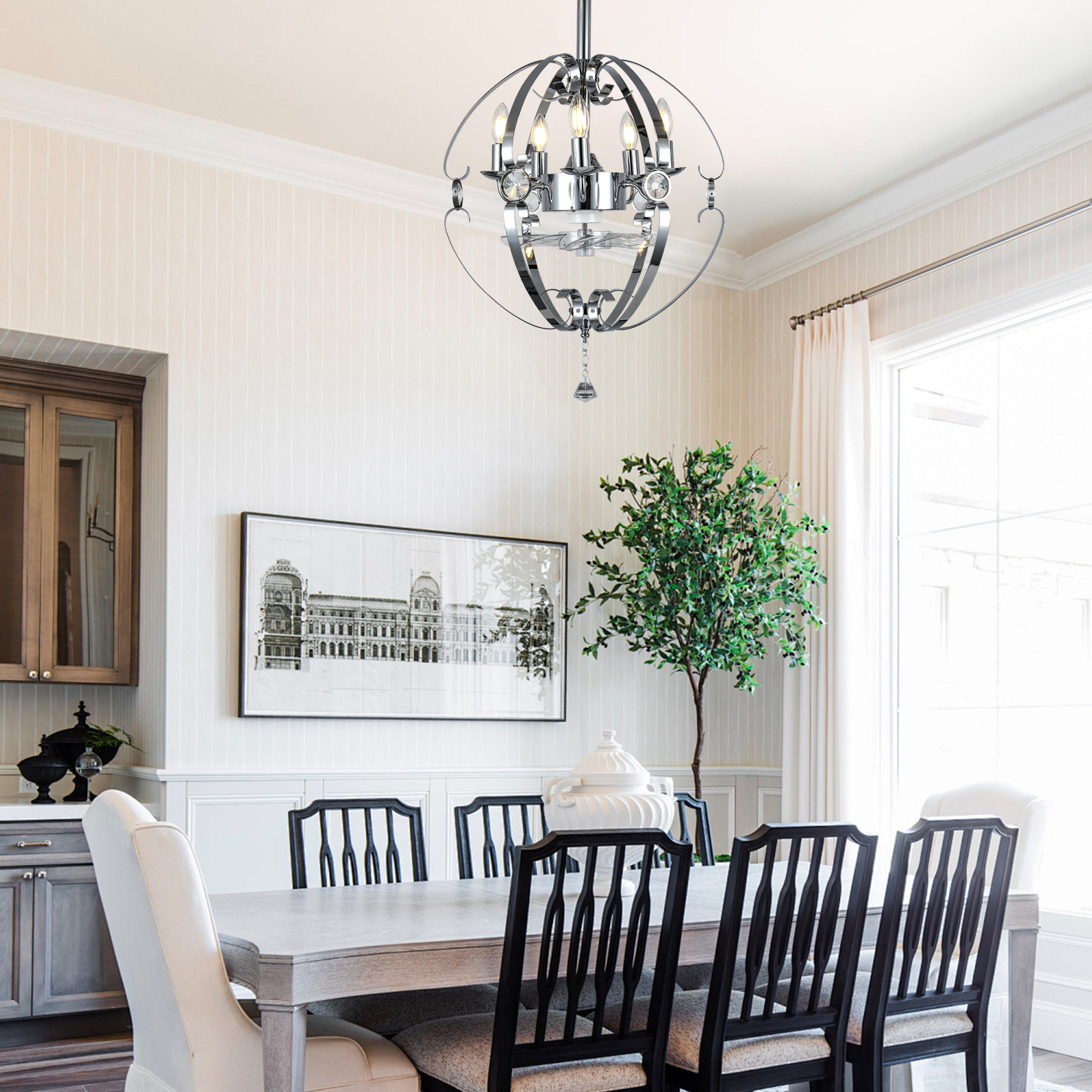 Rosdorf Park Giusy 20" Glamrous Crystal Round Shape Ceiling Fan with ...