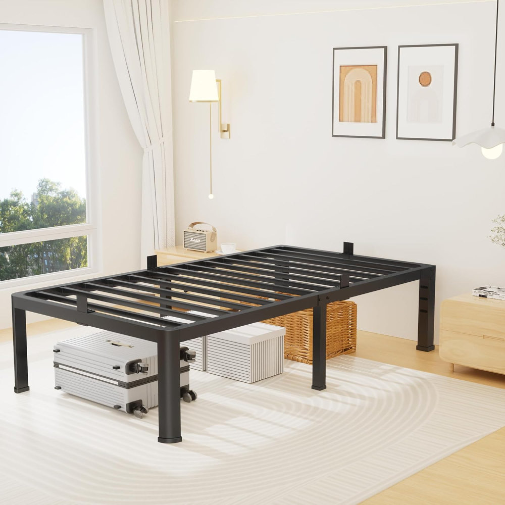 Latitude Run® PlatformBed Frame With Under-Bed Storage Space, Heavy Duty MetalBed Frame No Box ...