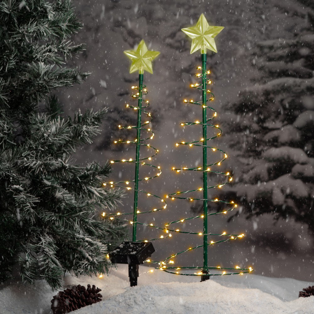 Touch of ECO 2 ft. Outdoor Solar Pre-Lit LED Spiral Christmas Tree ...