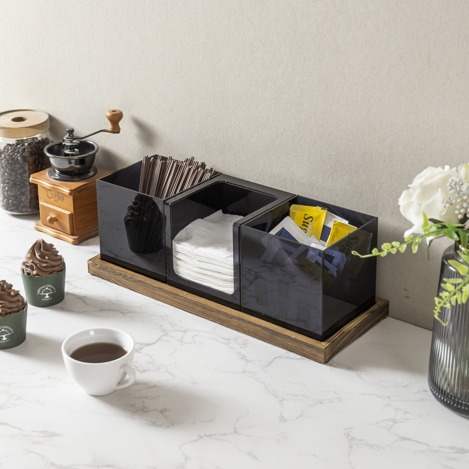 MyGift 3 Slot Coffee Accessory And Condiment Storage | Wayfair