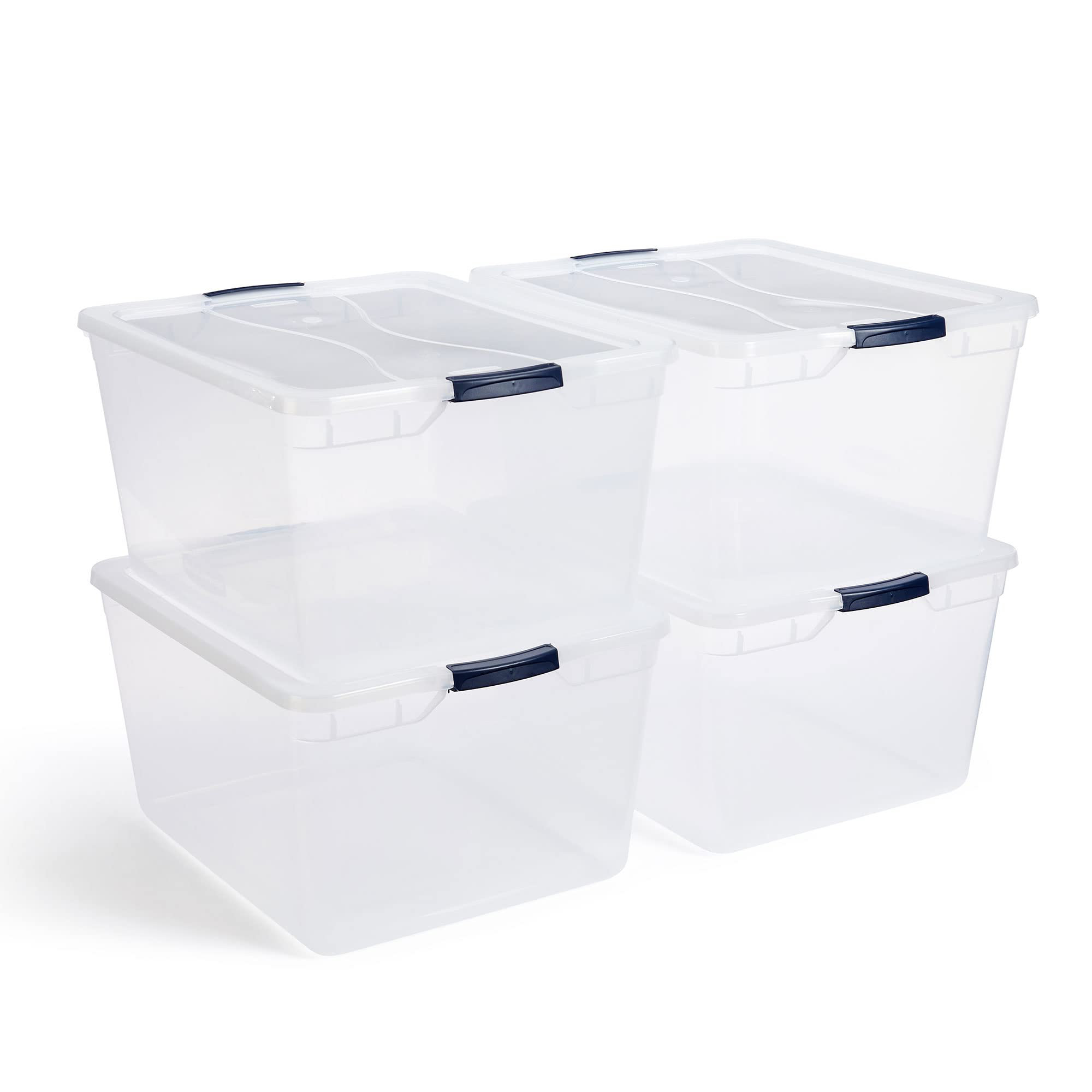 NATIONAL WINDOW 74 Quart Latching Plastic Storage Containers With Lids ...