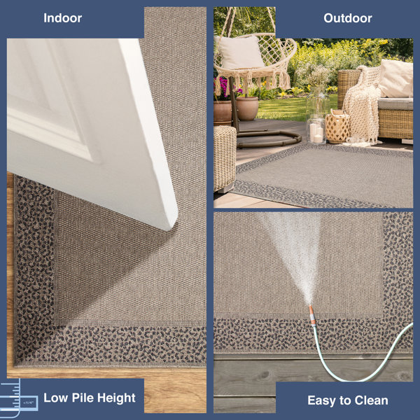 Mercer41 Milenka Leopard Border Indoor/Outdoor Area Rug | Wayfair