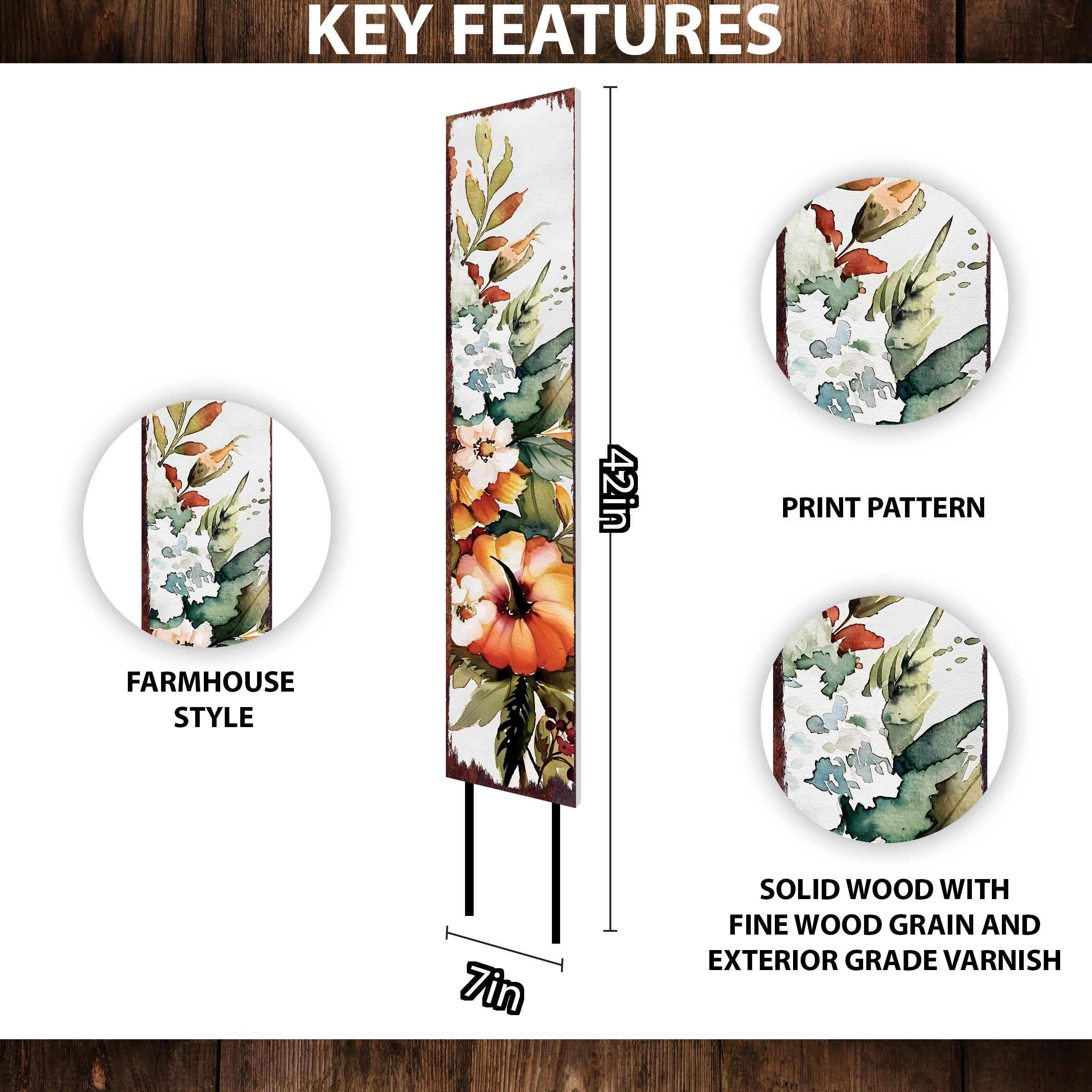 Winston Porter 42in Fall Garden Stake _ Watercolor Fall Pumpkin Decor ...