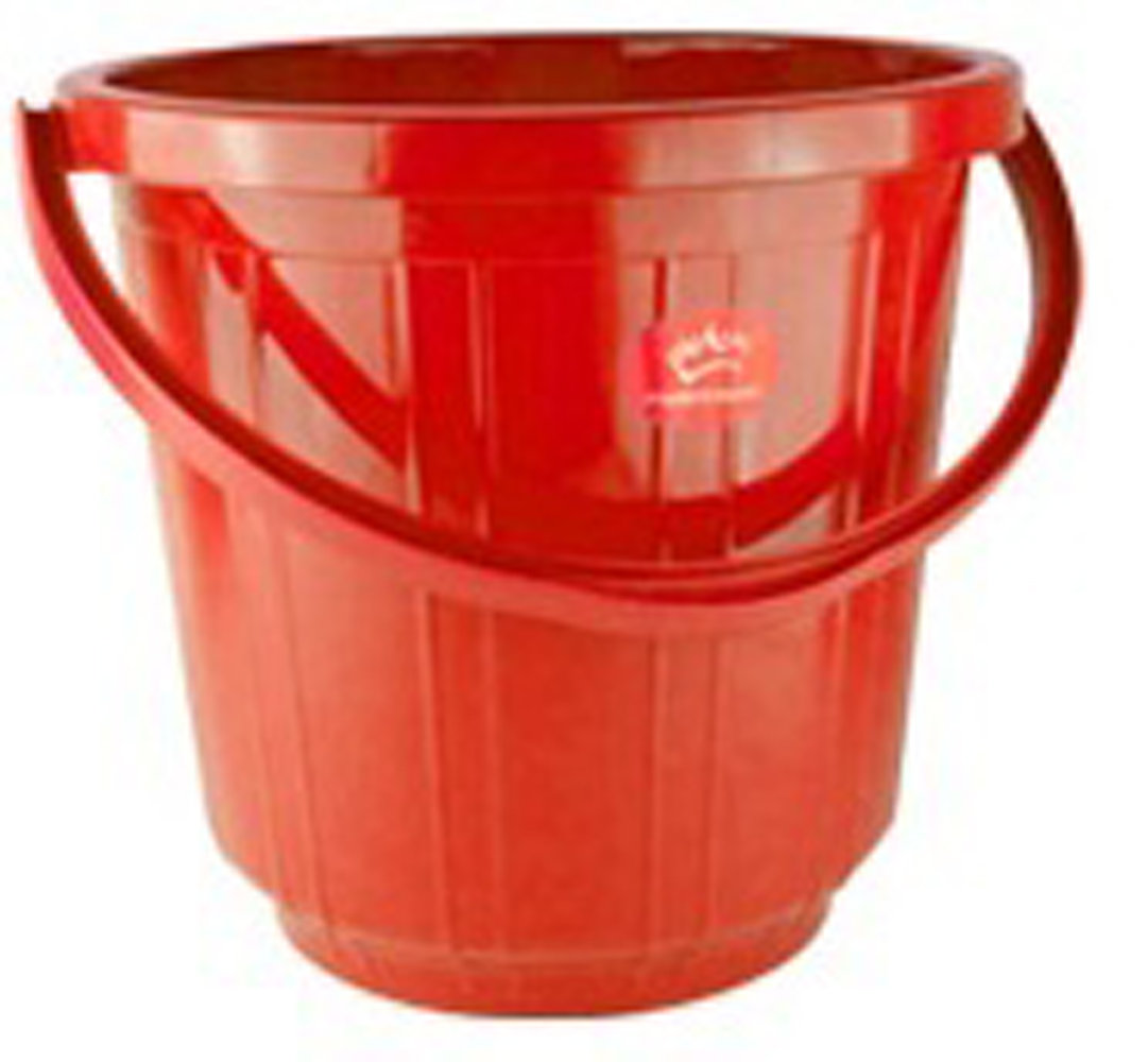 Ebern Designs Delux Stripe Plastic Bucket Red | Wayfair