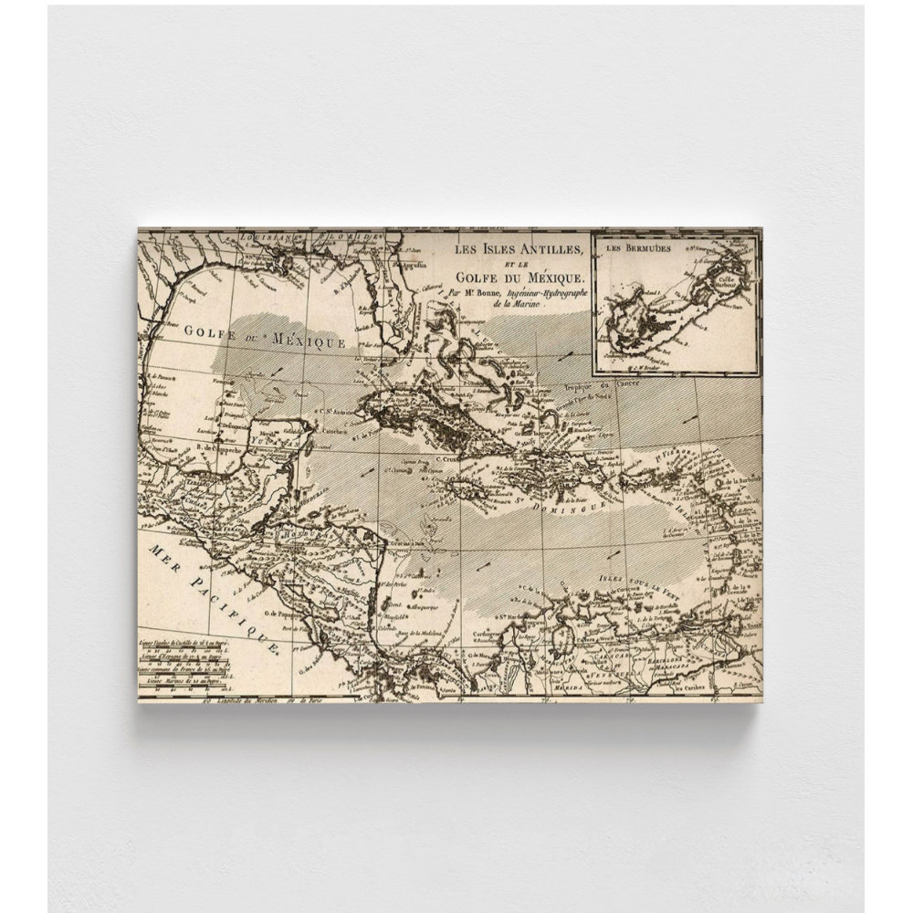WeFrameArt Antilles And The Gulf Of Mexico, Old Mexican Map Poster ...