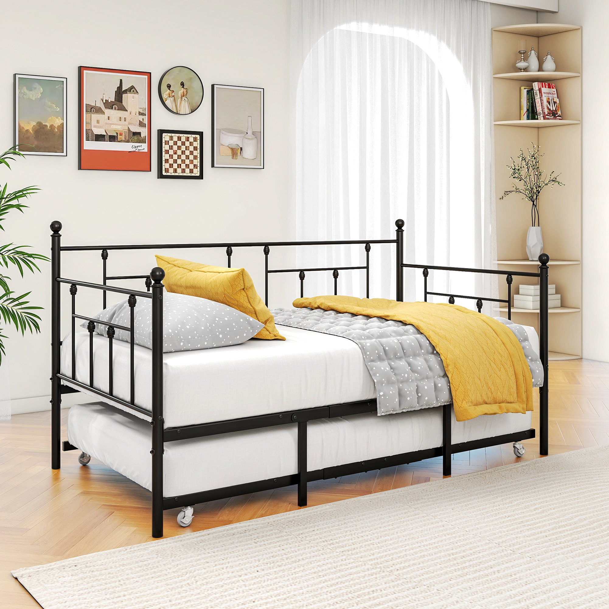 Wildon Home® Fashion Daybed Frame Platform with trundle , No Box Spring ...