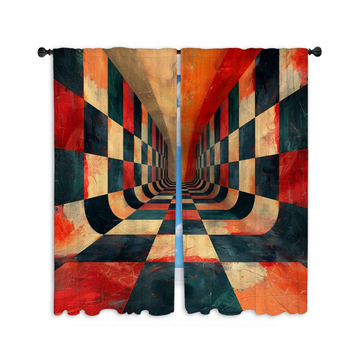 VisionDecor 11997_D Art Window Curtains Abstract Perspective Illusion ...