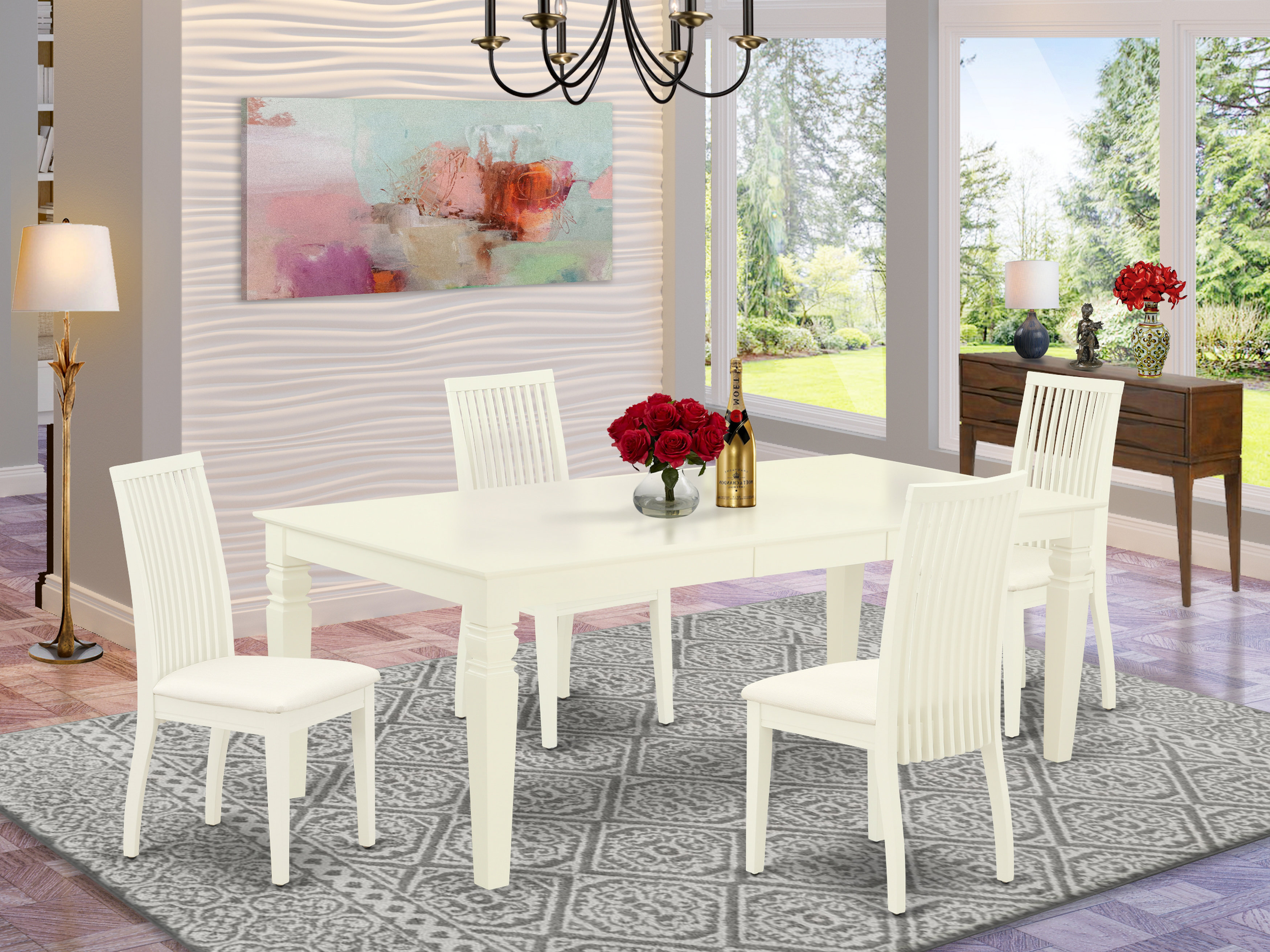 Highland Dunes Urbanski 5 - Piece Extendable Solid Wood Dining Set ...