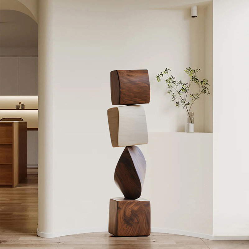 Stylish Home Interiors 64.96" Walnut Abstract sculpture on the floor ...