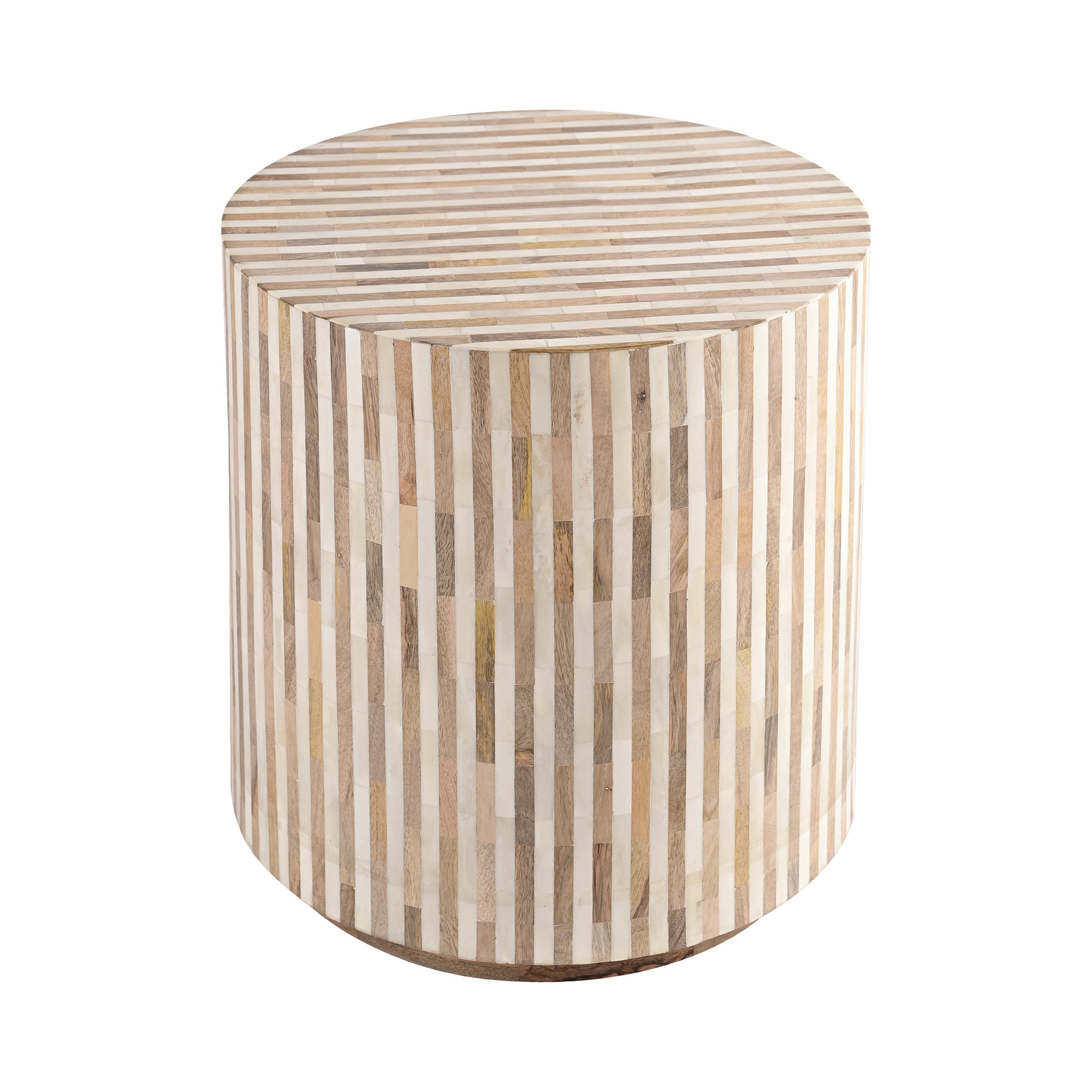 Dakota Fields Rylan Round Plynth Mangowood And Bone Stripe Inlay Accent ...