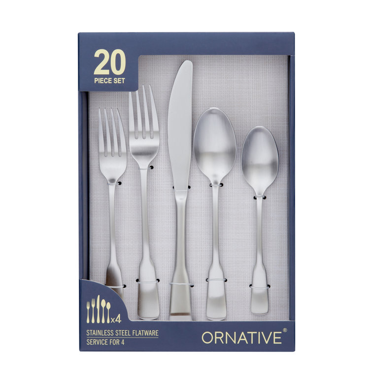 Ornative Flatware Stainless Steel Flatware Set - Service for 4 ...