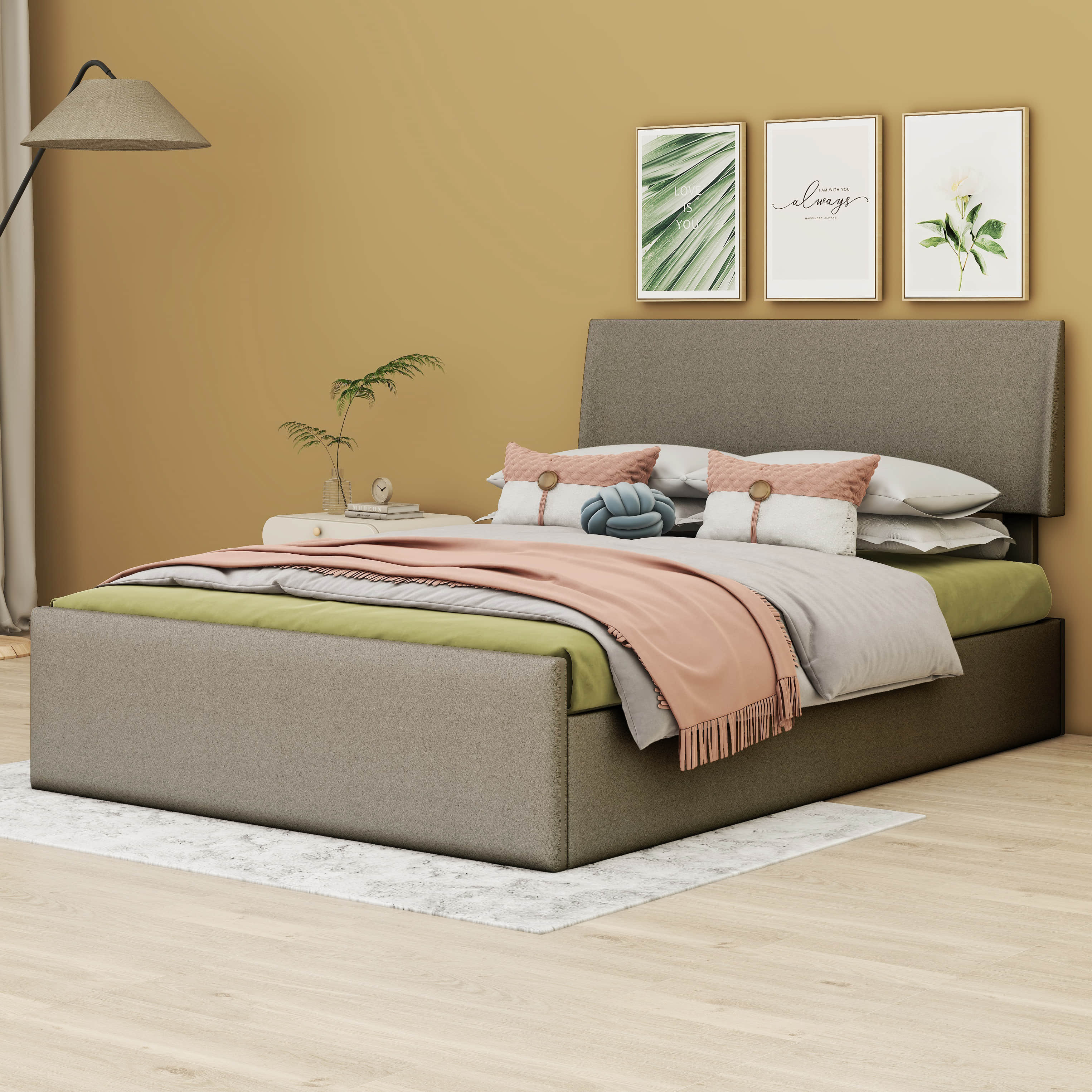 Ebern Designs Damron Sleigh Bed With Side-Tilt Hydraulic Storage System ...