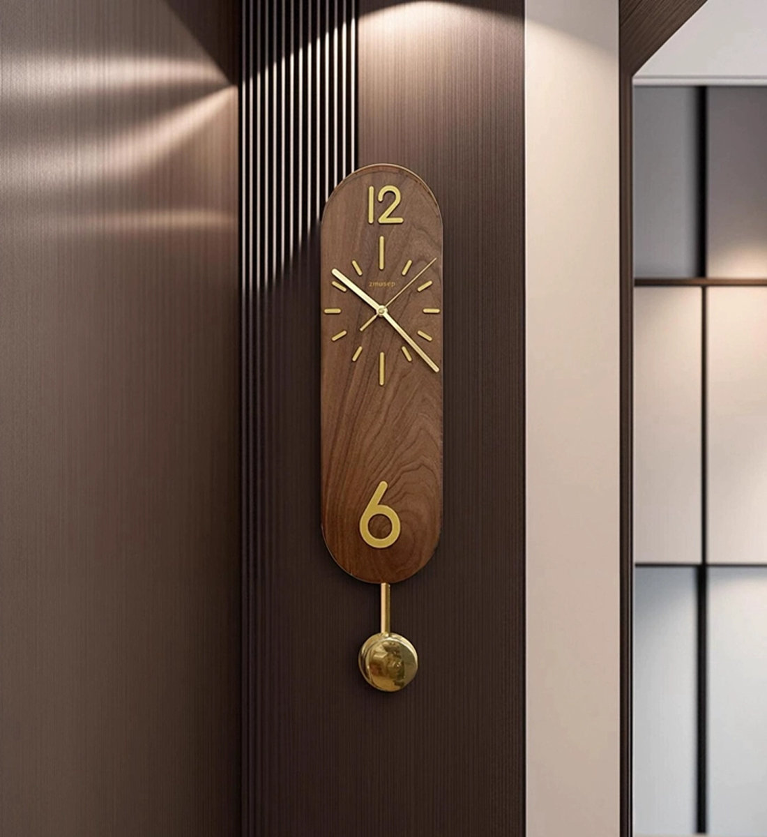 Stella Trek Three-dimensional dial elliptical wooden pendulum clock ...